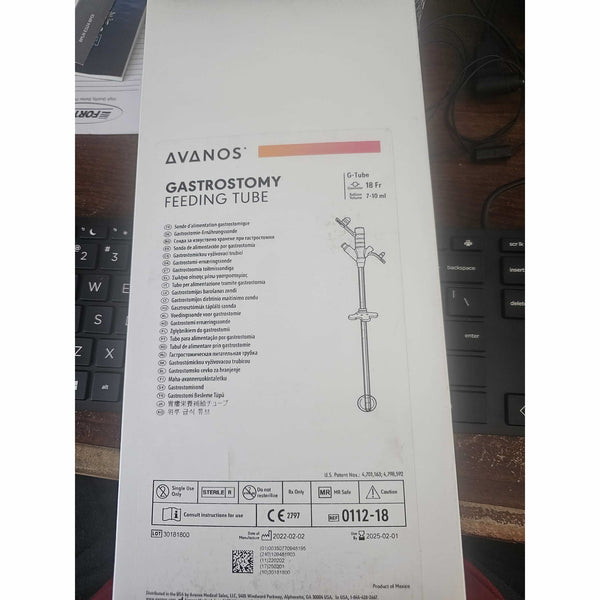 0112-18 Avanos Gastrostomy Feeding Tube 18FR 7-10ml Balloon Volume, Re ...